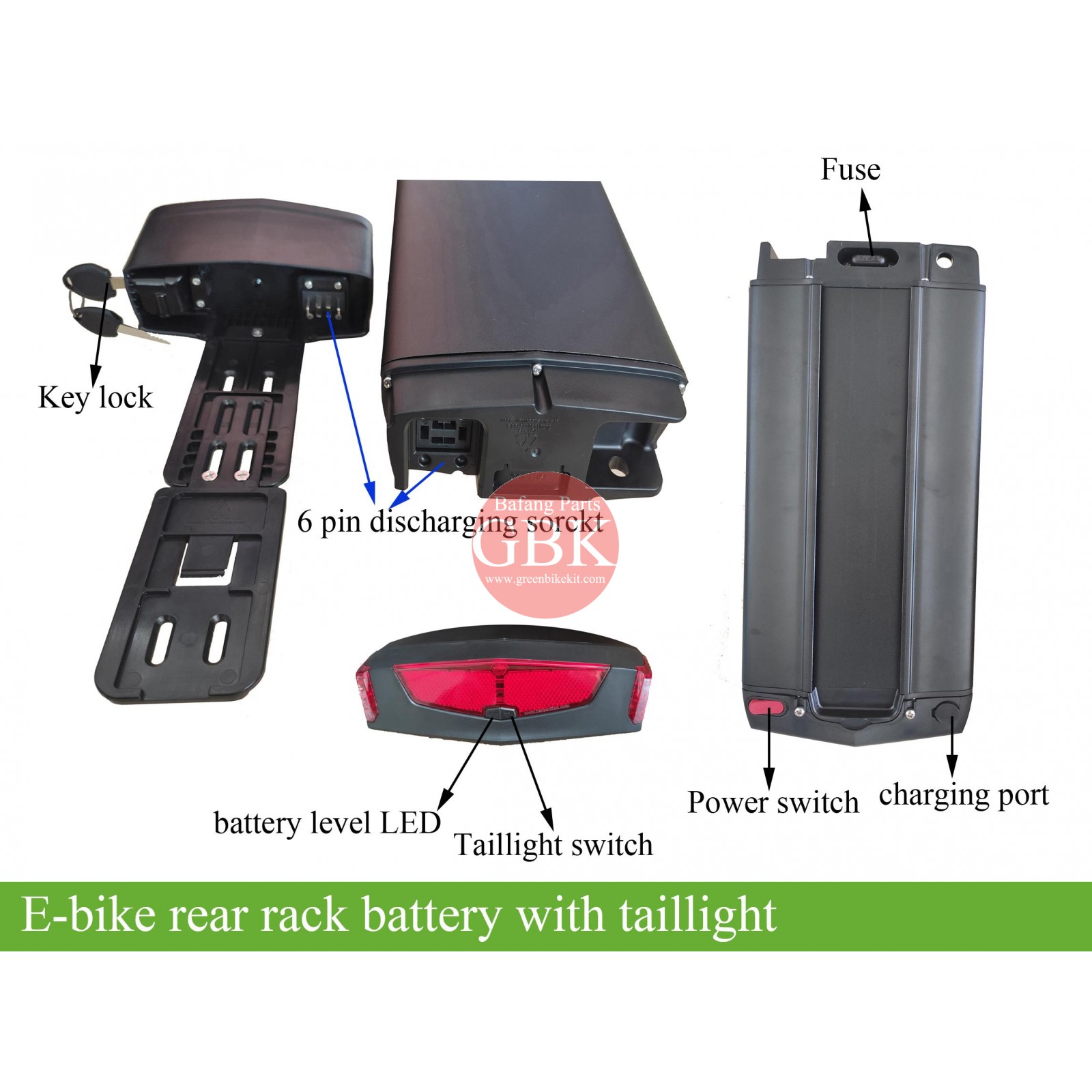 rack battery 36V 12.8AH-16AH for ebike by Samsung /Panasonic cells ...