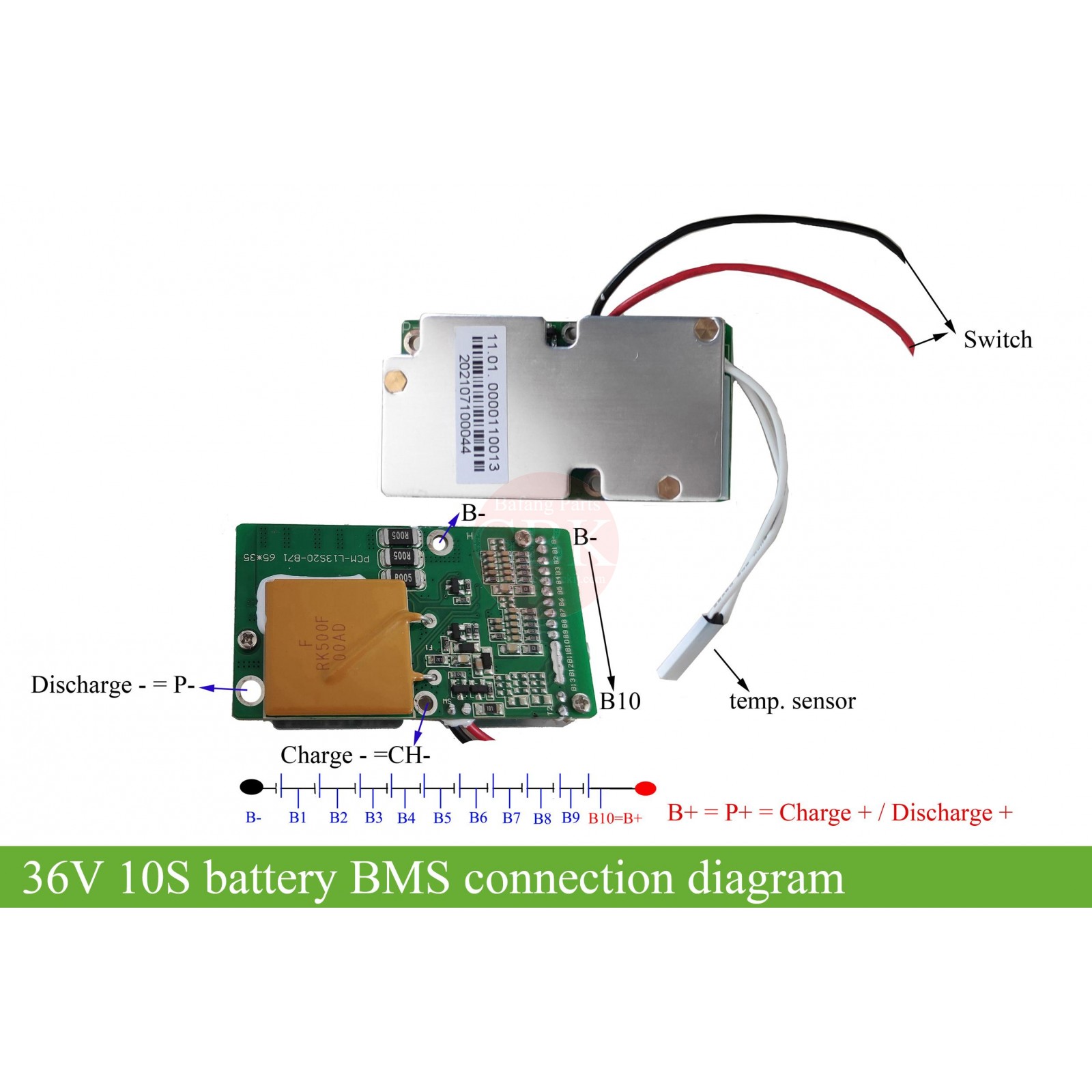 36V 10S BMS for ebike battery with smallest dimension with switch ...