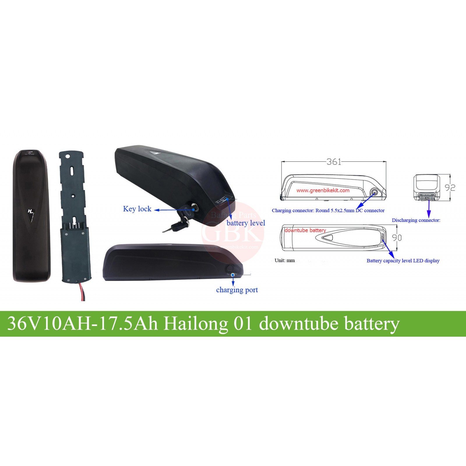 36V11.6AH down tube battery fitting for bafang bbs kit-Greenbikekit.com ...