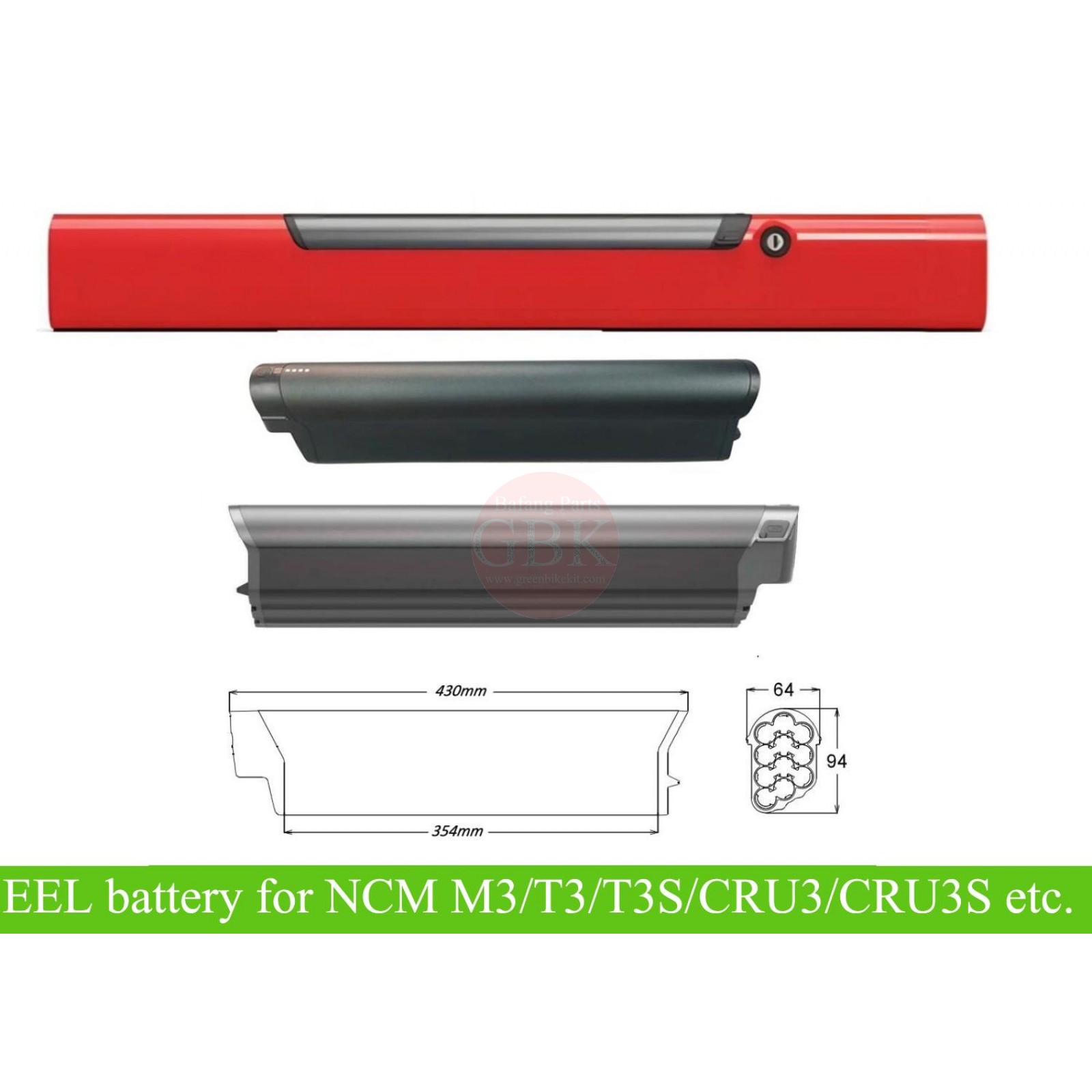 48V 14AH intube battery Reention EEL - greenbikekit.com BBS, ebike ...