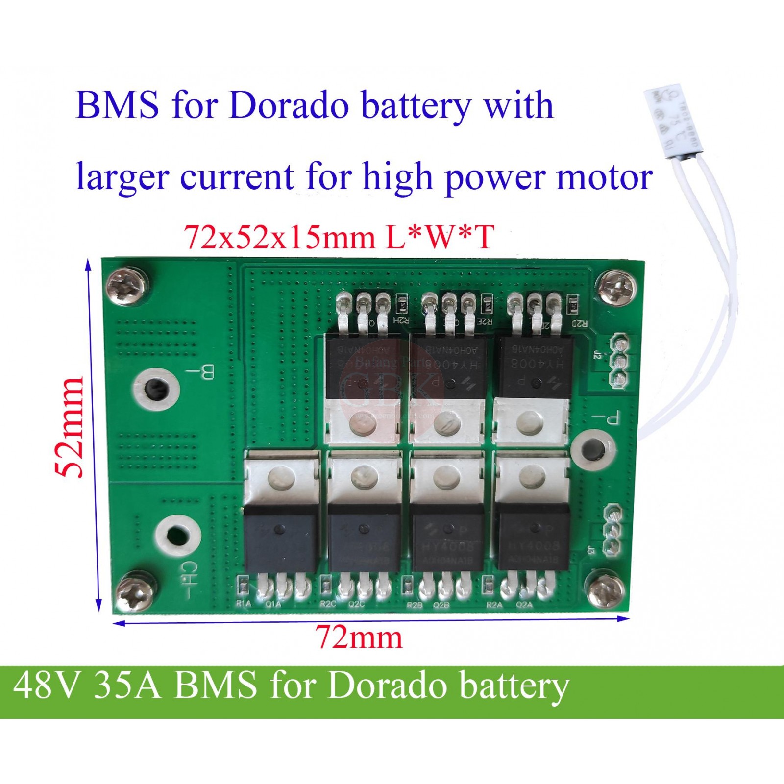 48V 35A ebike BMS with small size for Dorado batteries for 1000w/1500w ...
