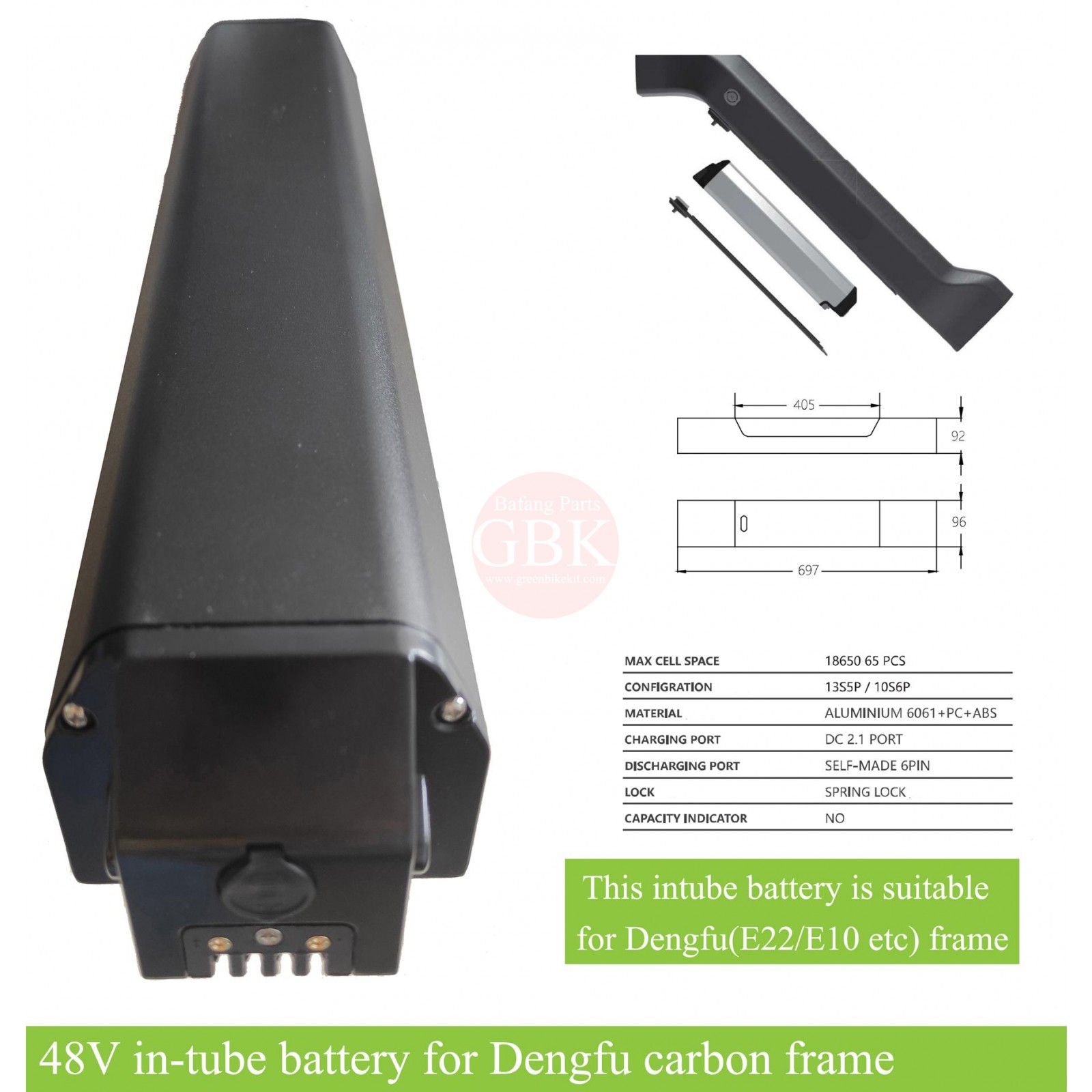 48V 17.5AH Dengfu battery for E10 /E22 etc -greenbikekit.com BBS, ebike ...