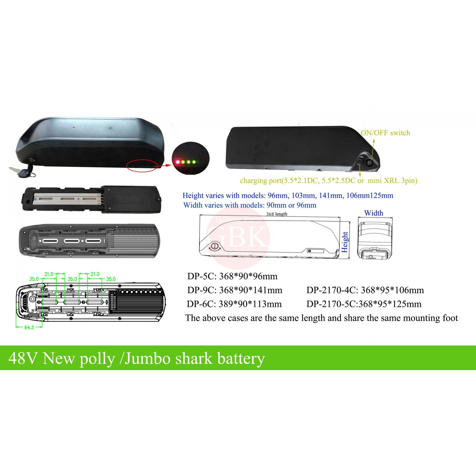 48V Jumbo shark new polly downtube/dolphin battery(new style dolphin ...