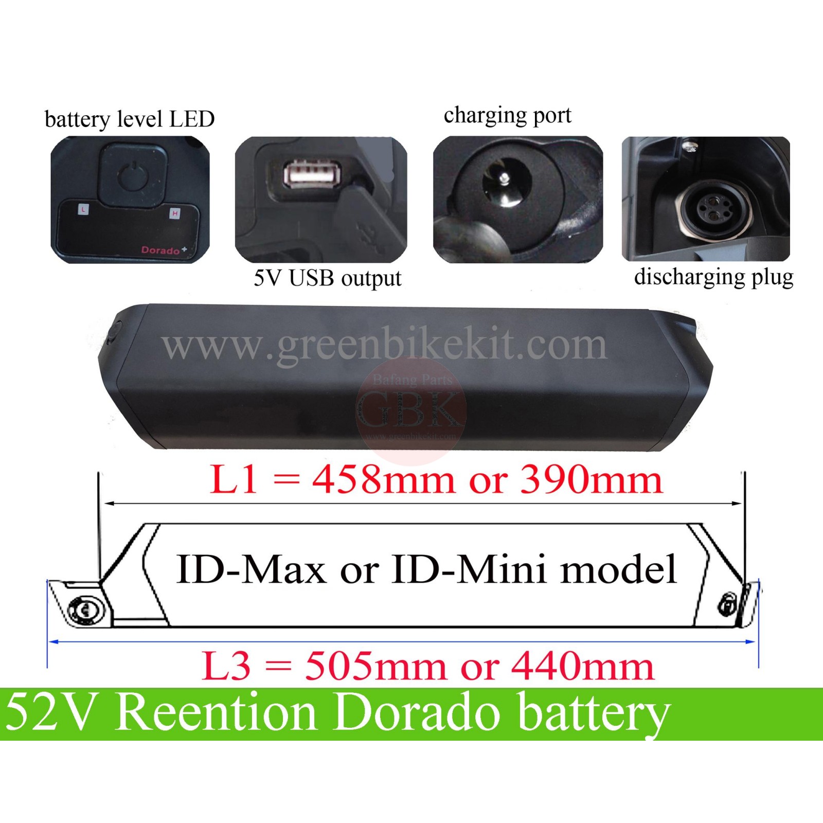 52V 17.5AH 20AH Reention Dorado battery for ebikes - greenbikekit.com ...