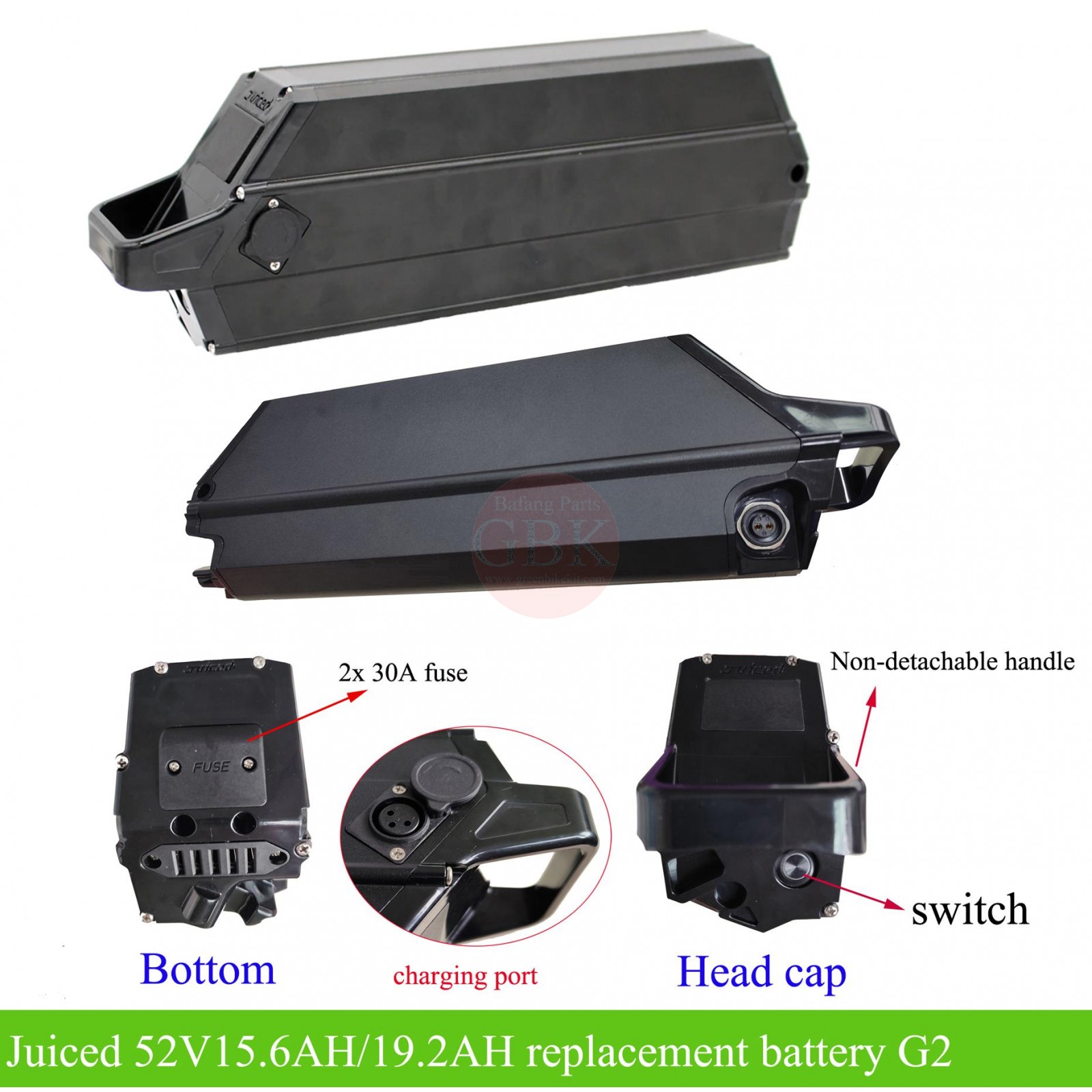 Juiced bike replacement battery 52V19.2AH/21AH(G2) rebuild-Greenbikekit ...