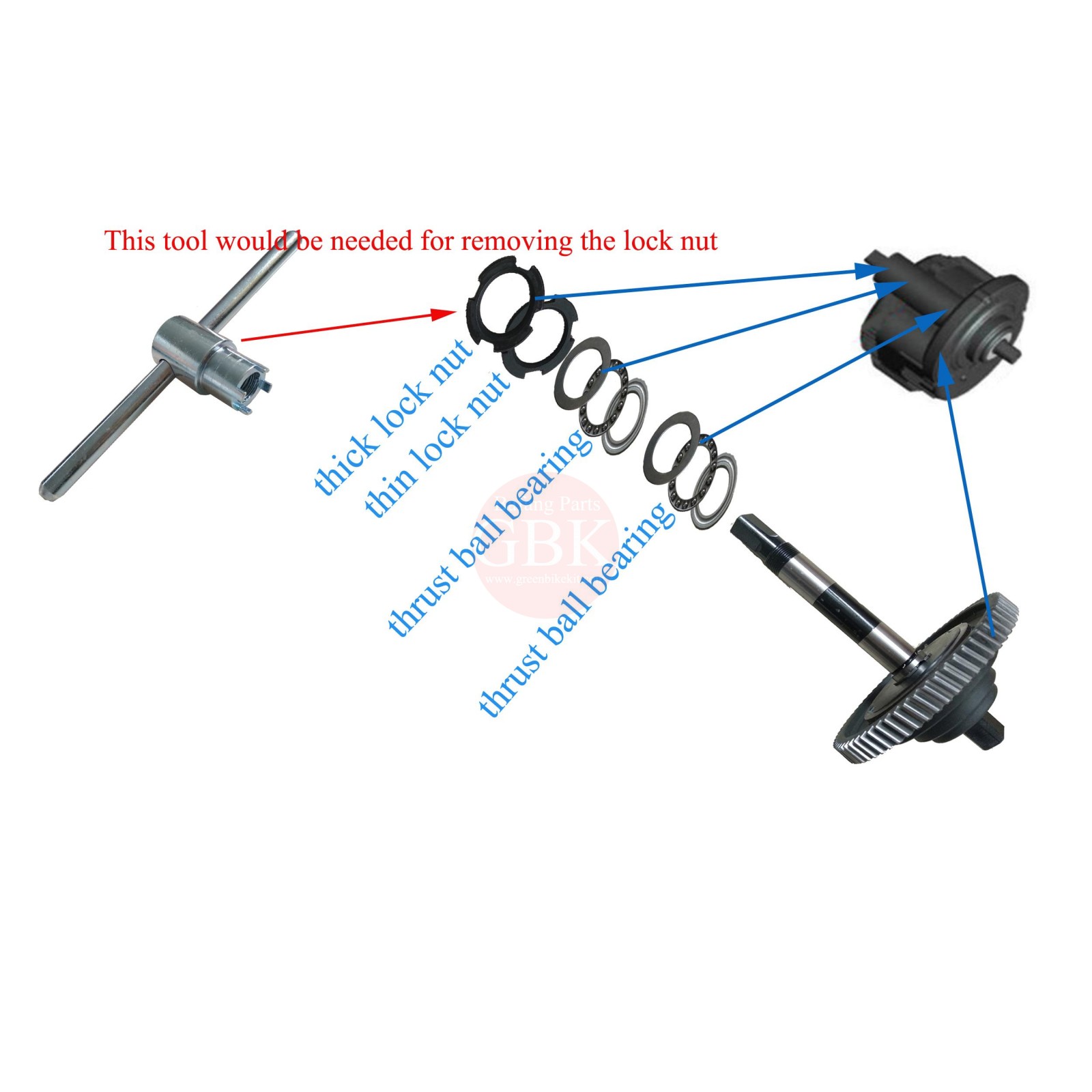 8fun/bafang bbs axle remover /thrust ball bearing spanner/pawl clutch ...