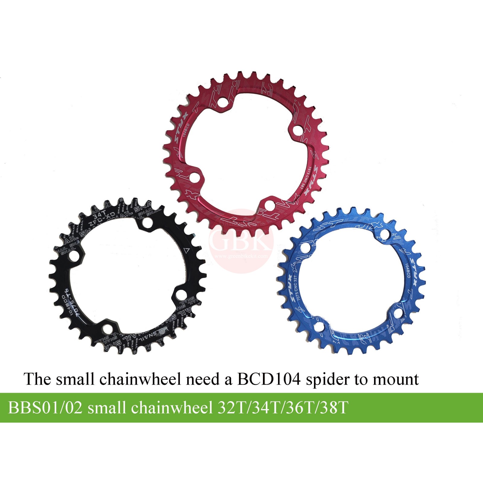 Bafang BBS smaller chainwheel 32T/34T/36T/38T-Greenbikekit.com BBS ...