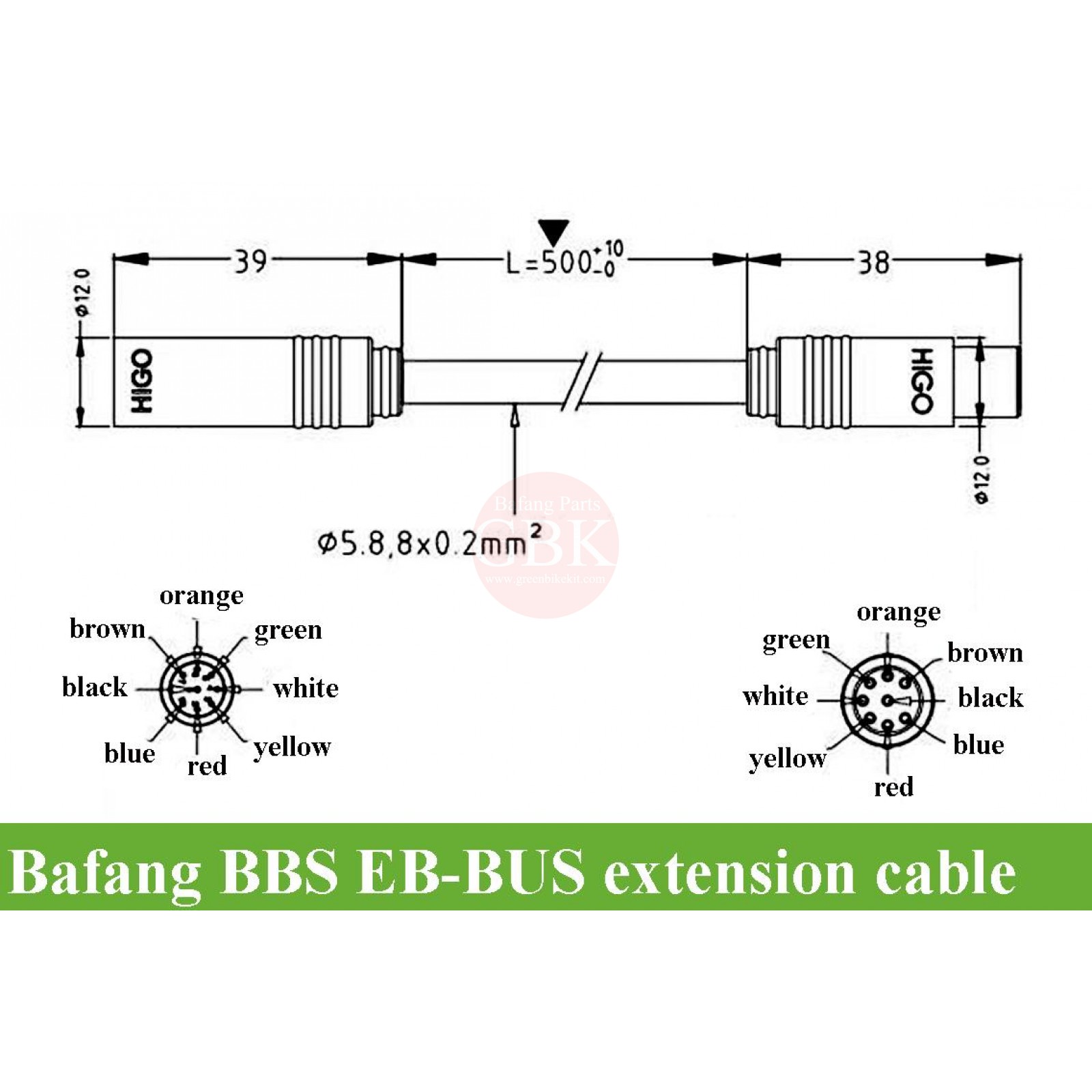 bafang bbs eb-bus extension higo cable-Greenbikekit.com BBS, ebike batteries, Bafang M620 ...