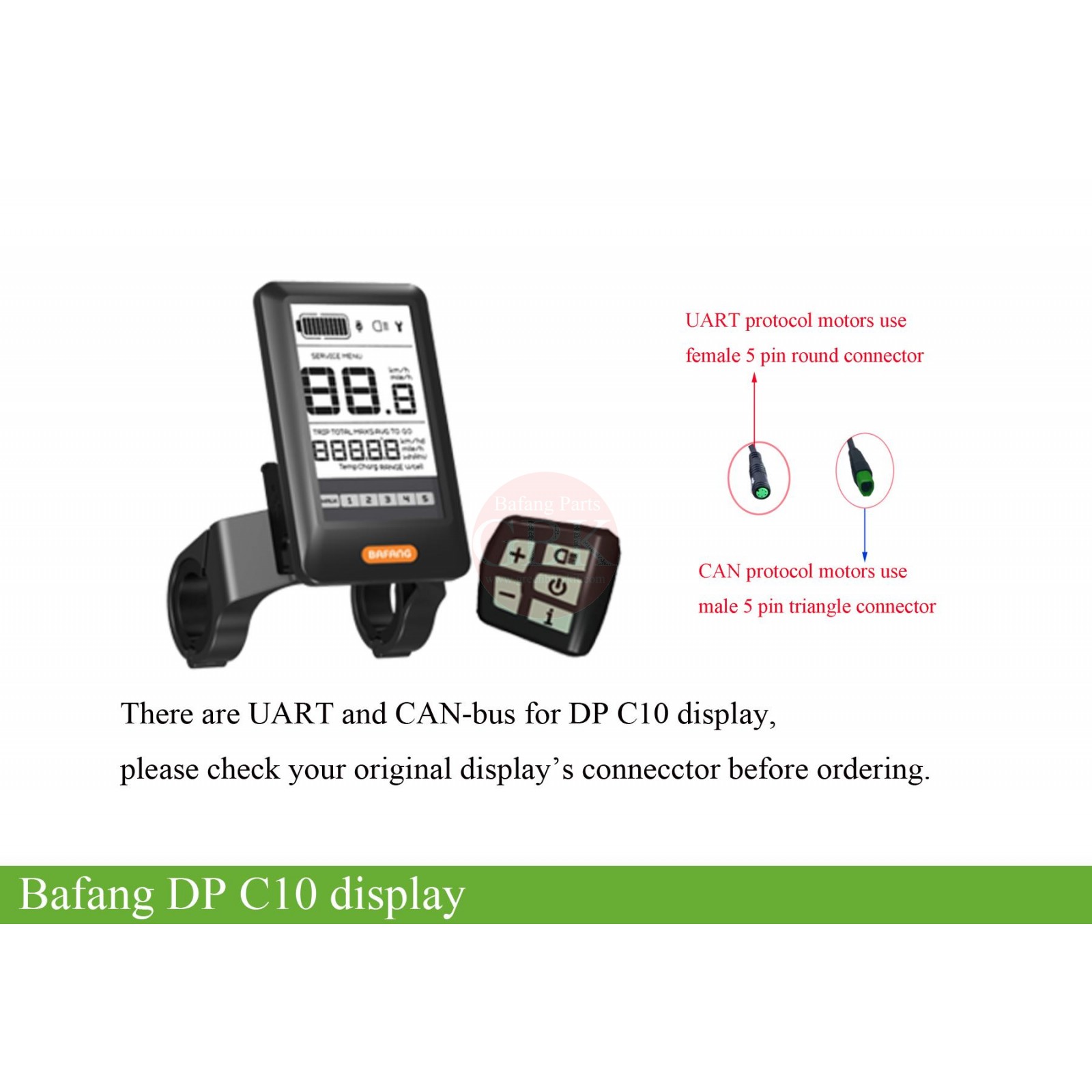 bafang DP C07 display(UART) for Max drive M400 M300 BBS motors-Greenbikekit.com BBS, ebike ...
