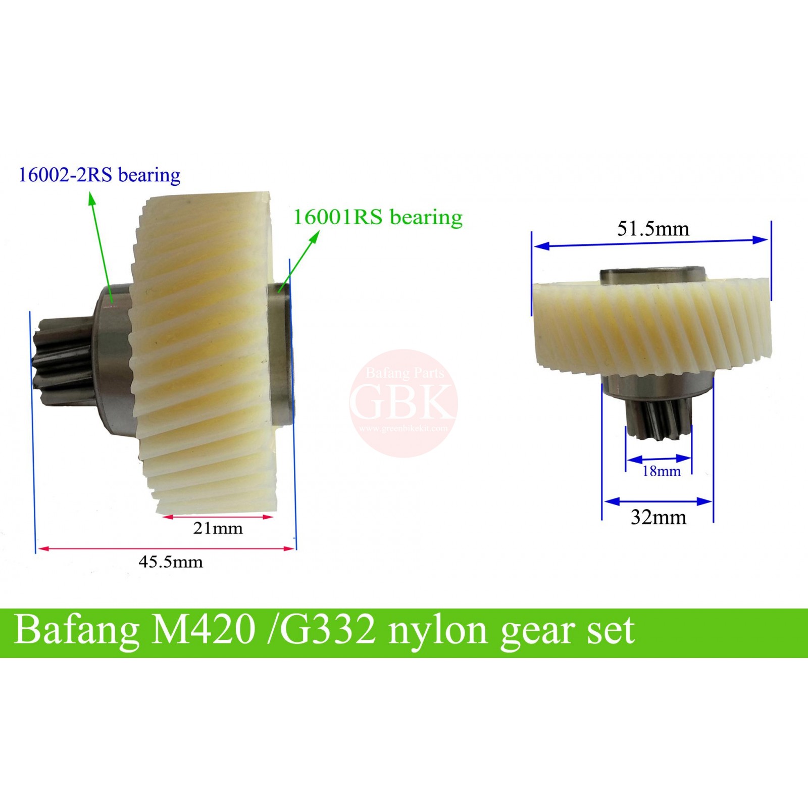Bafang M420 G332 Nylon gear kit for replacement-Greenbikekit.com BBS ...
