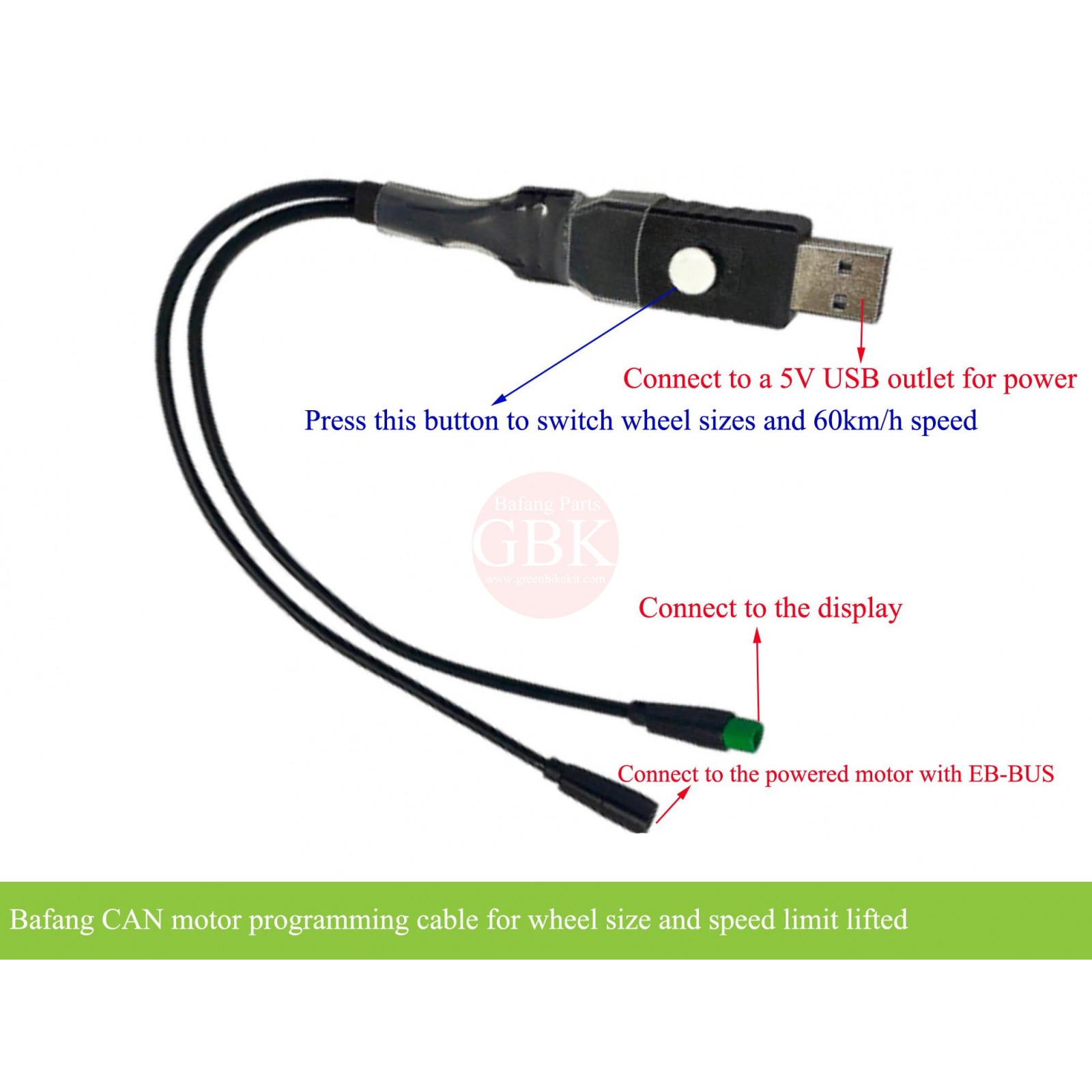 Bafang M600 M510 M500 CAN motor programming cable -Greenbikekit.com BBS ...