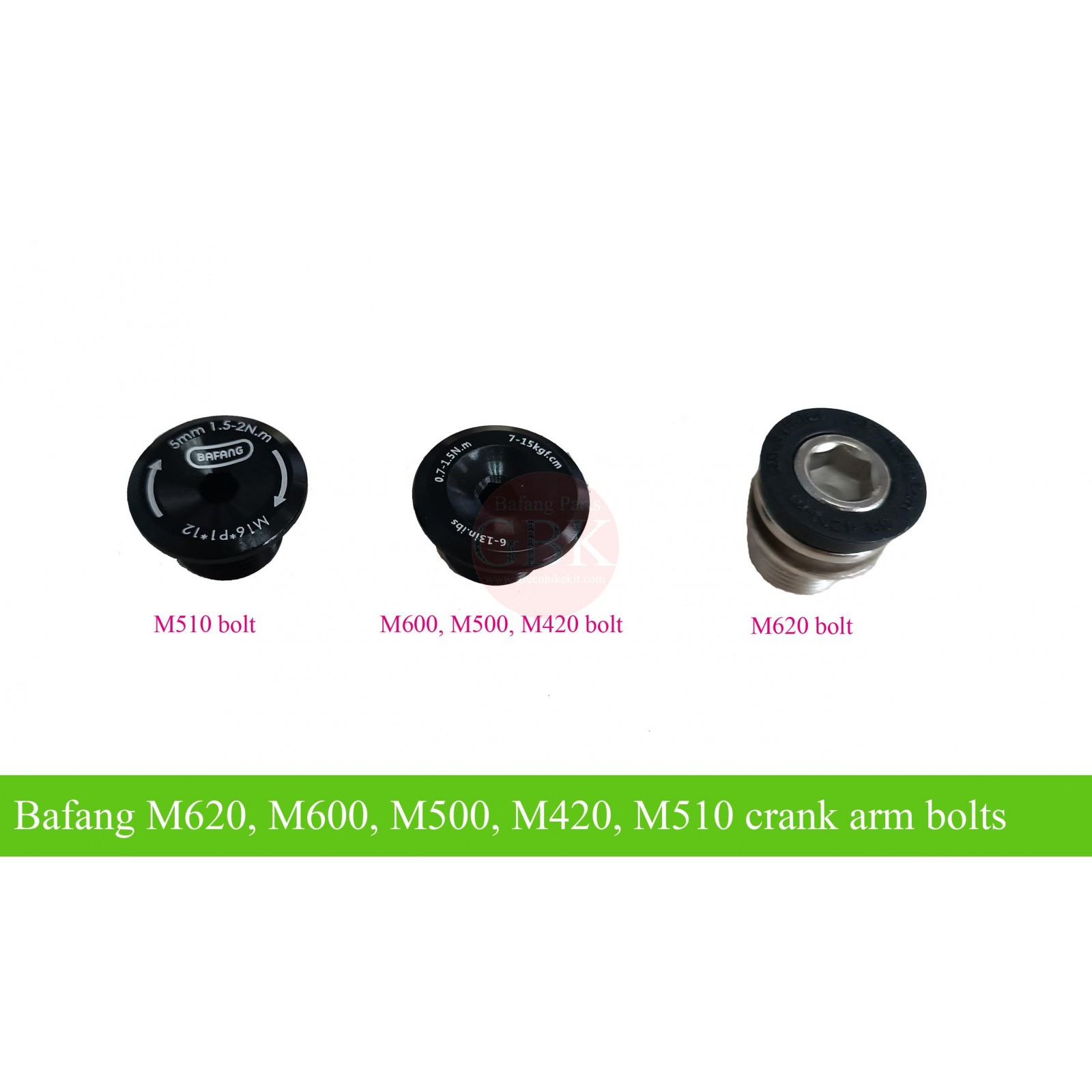 Bafang M620 M600 M510 M500 M420 crank arm bolt/ screw-Greenbikekit.com BBS, ebike batteries ...