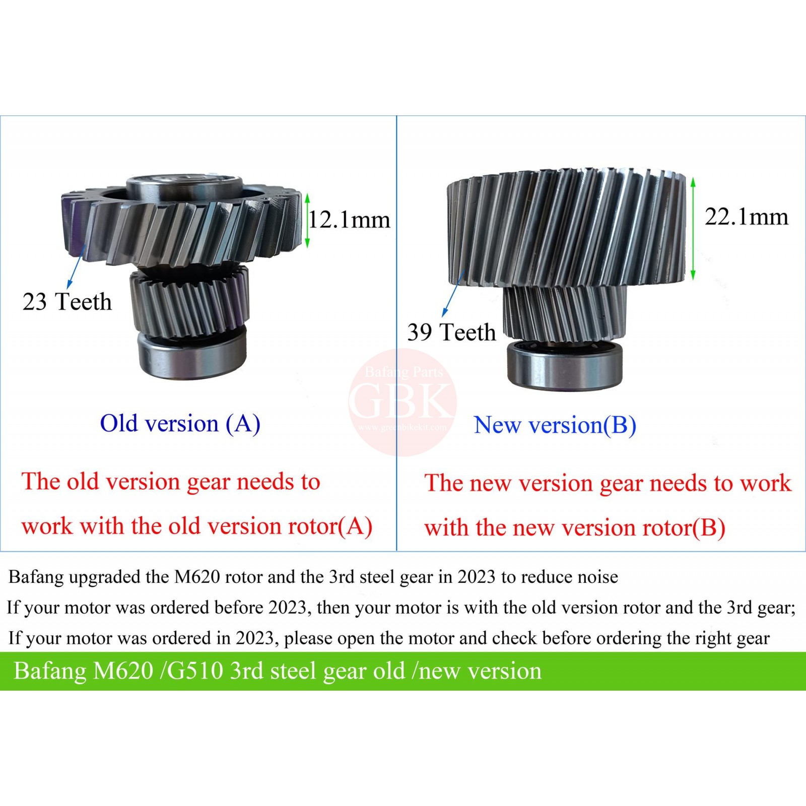Bafang M620 G510 Motor steel gear /noise reducing for replacement ...