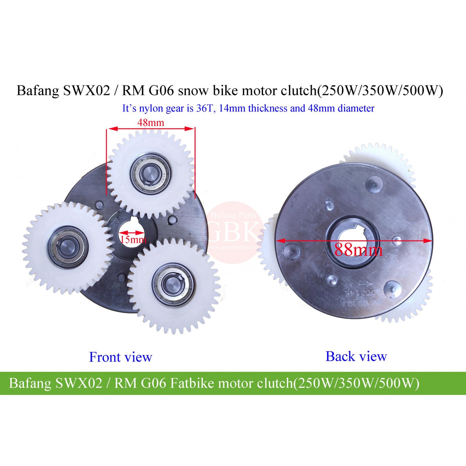 Bafang SWX02/ RM G060 fatbike/snowbike motor clutch/platenary gear set ...