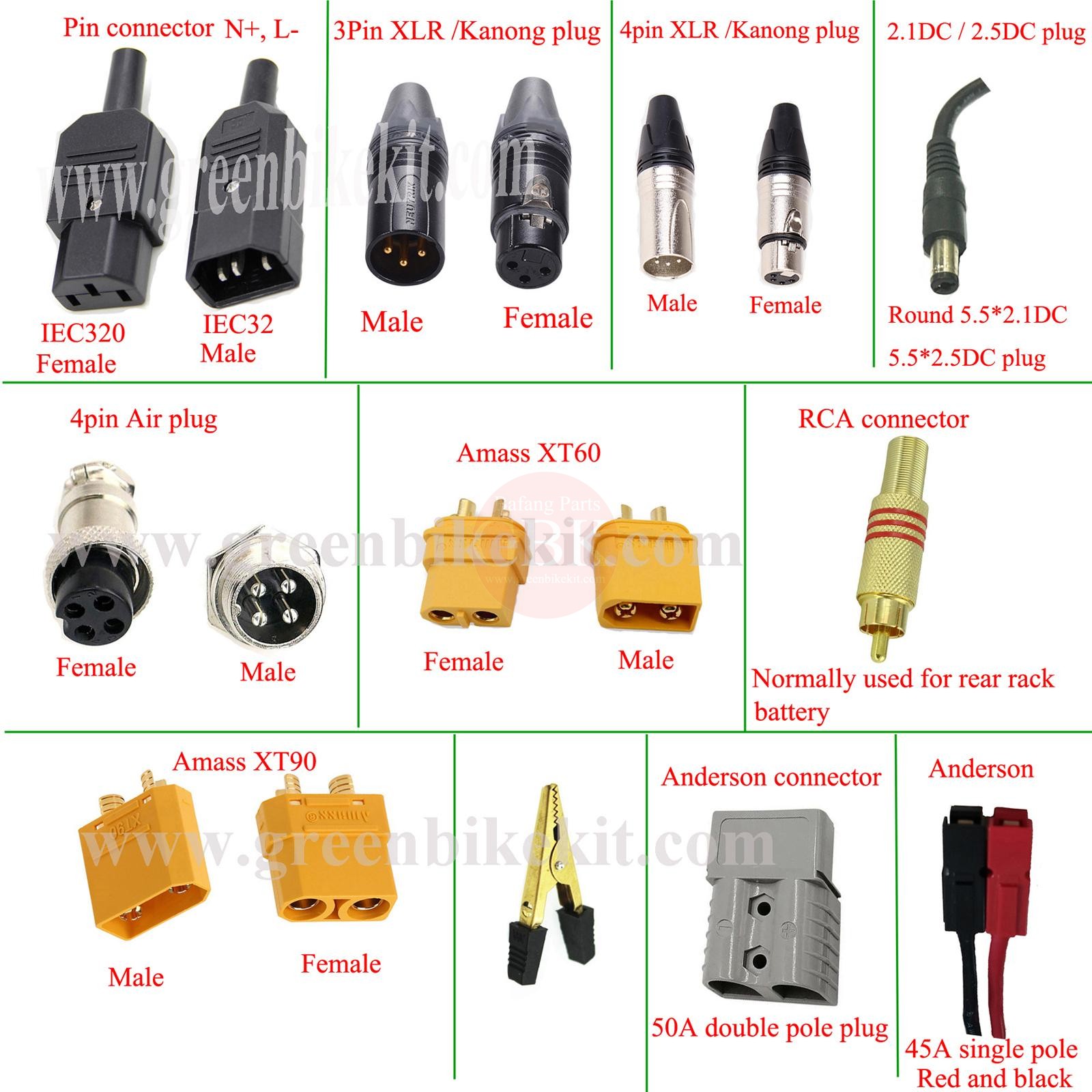 Bafang BBS01 BBS02 BBSHD e-bike battery power cable for conversion or extension-Greenbikekit.com ...