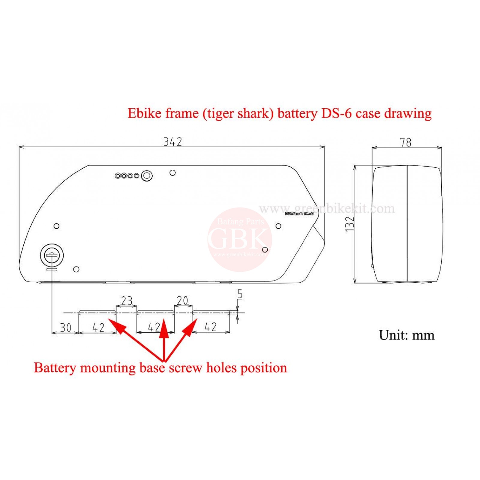 48V 17.5AH tigershark/frame battery for bafang bbs kits-Greenbikekit ...