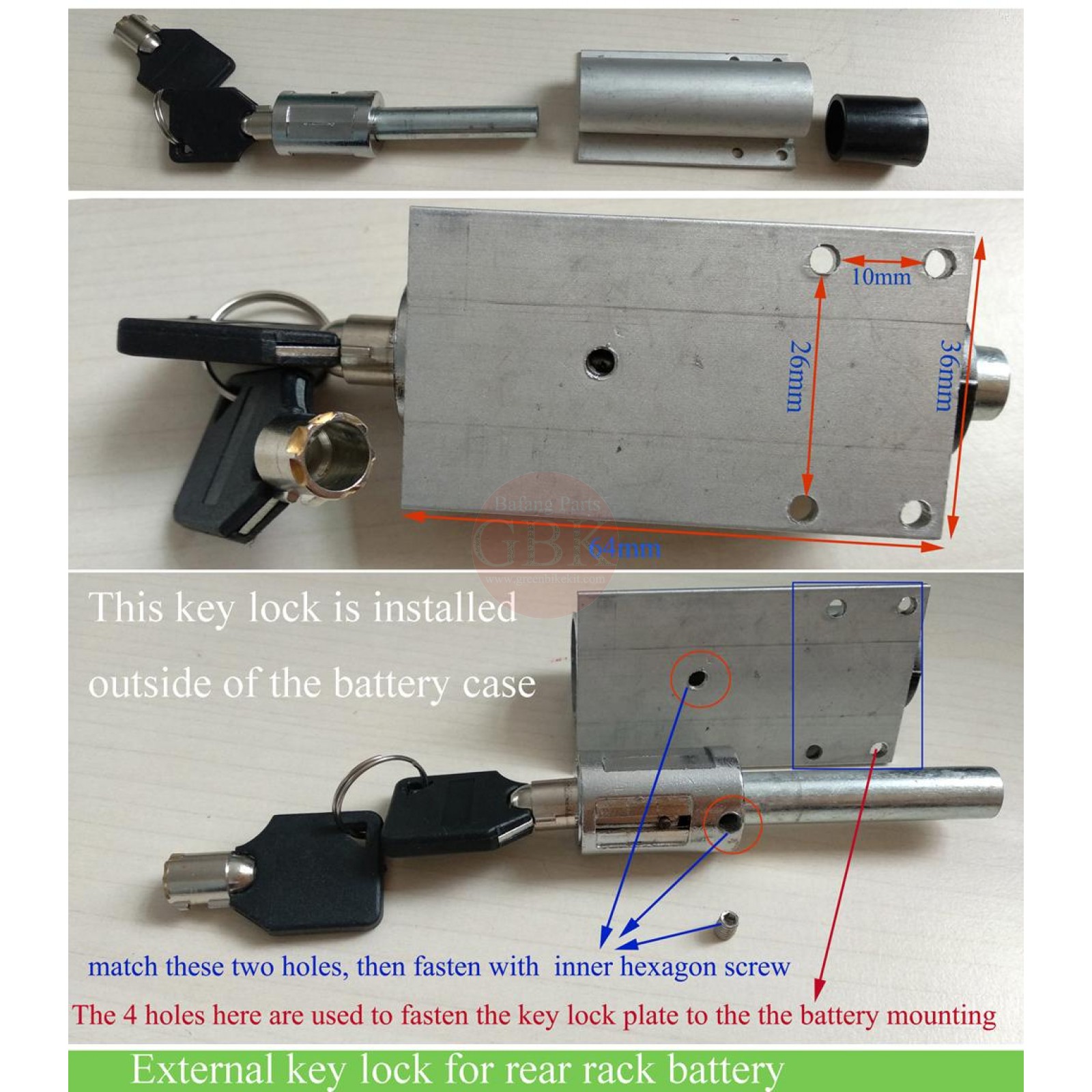 Key set for electric bicycle lithium rear rack battery case ...