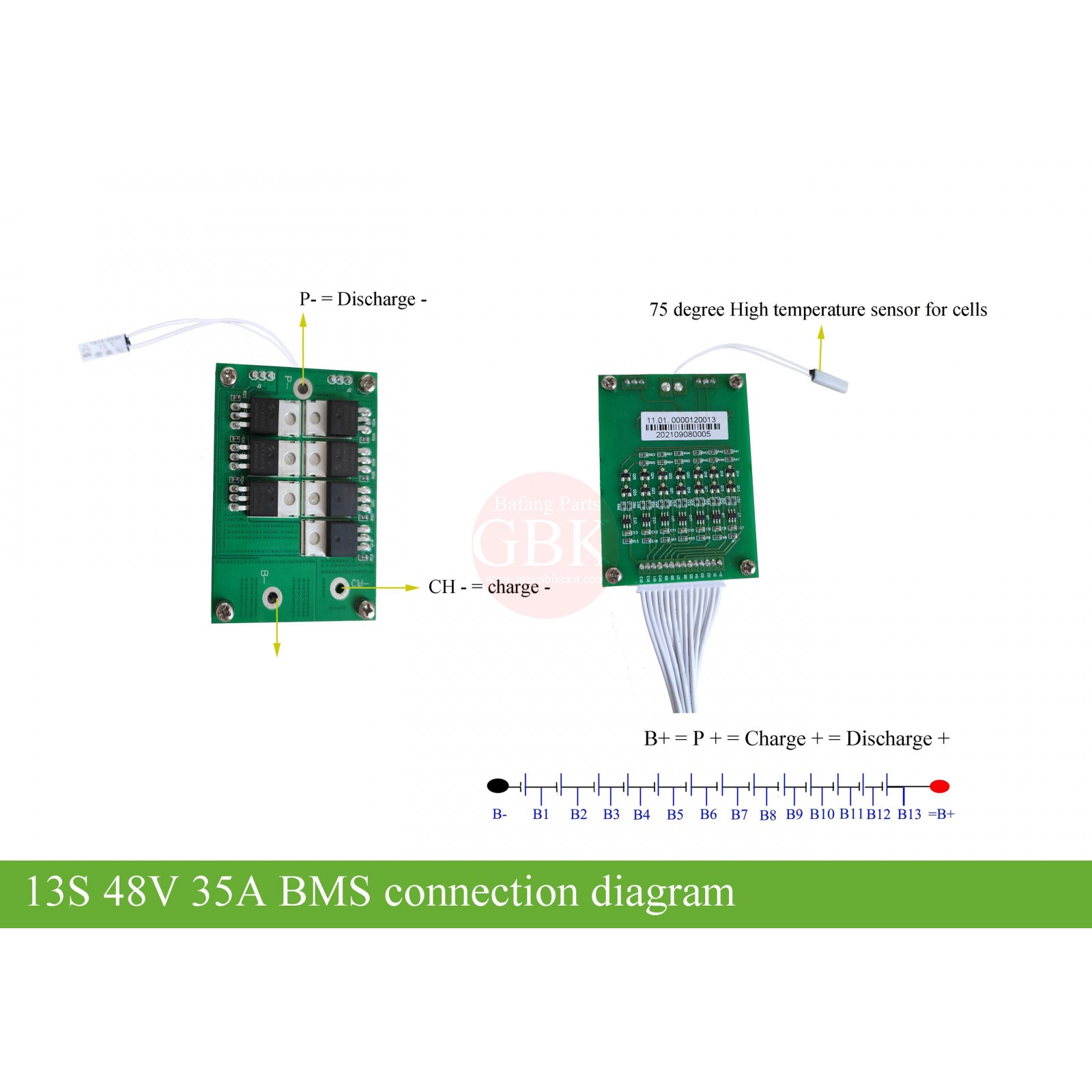 48V 35A ebike BMS with small size for Dorado batteries for 1000w/1500w/1800w ebikes-Greenbikekit ...