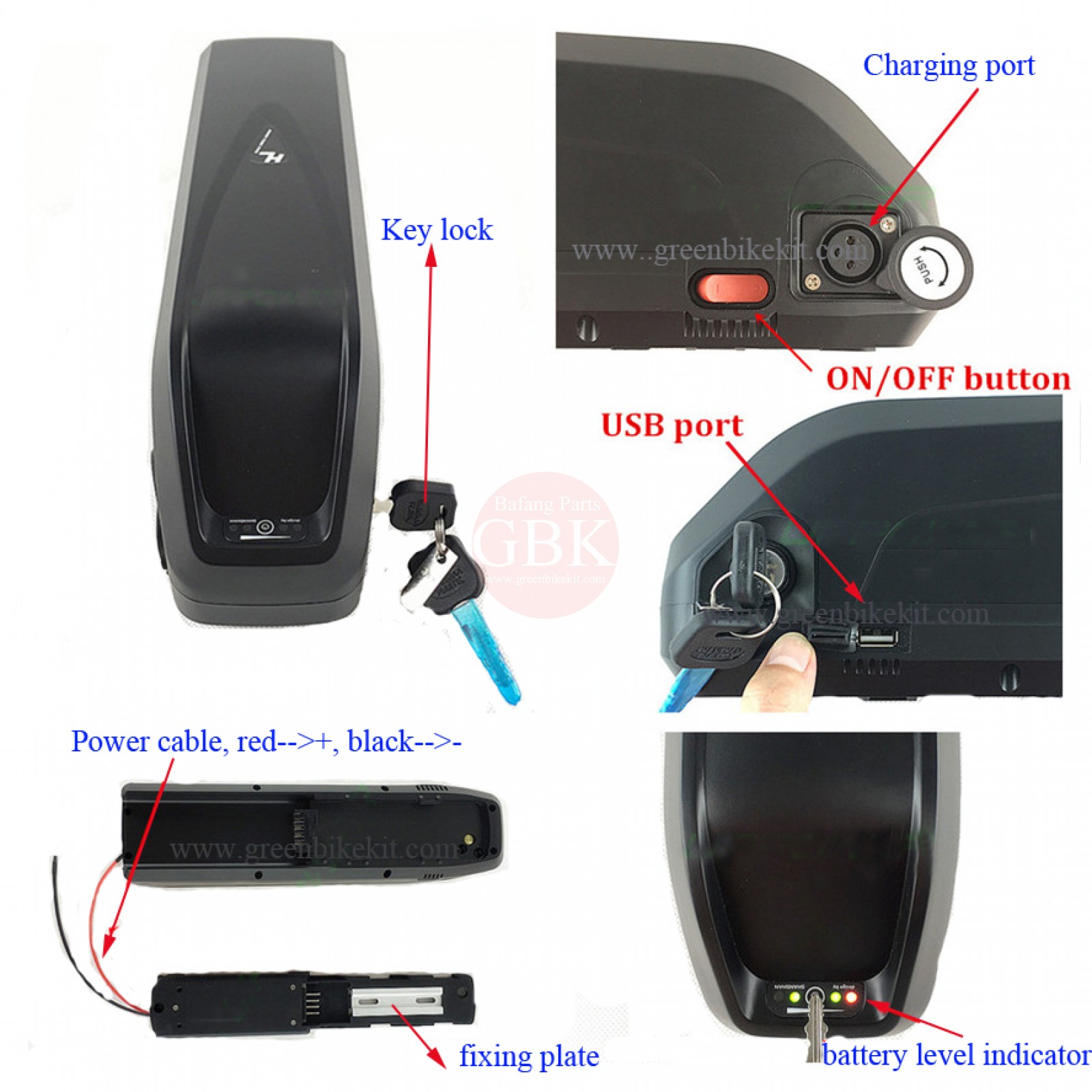 Bafang 48V750W/500W bbs02 kit and 48V17.5AH ebike battery with 5V USB ...