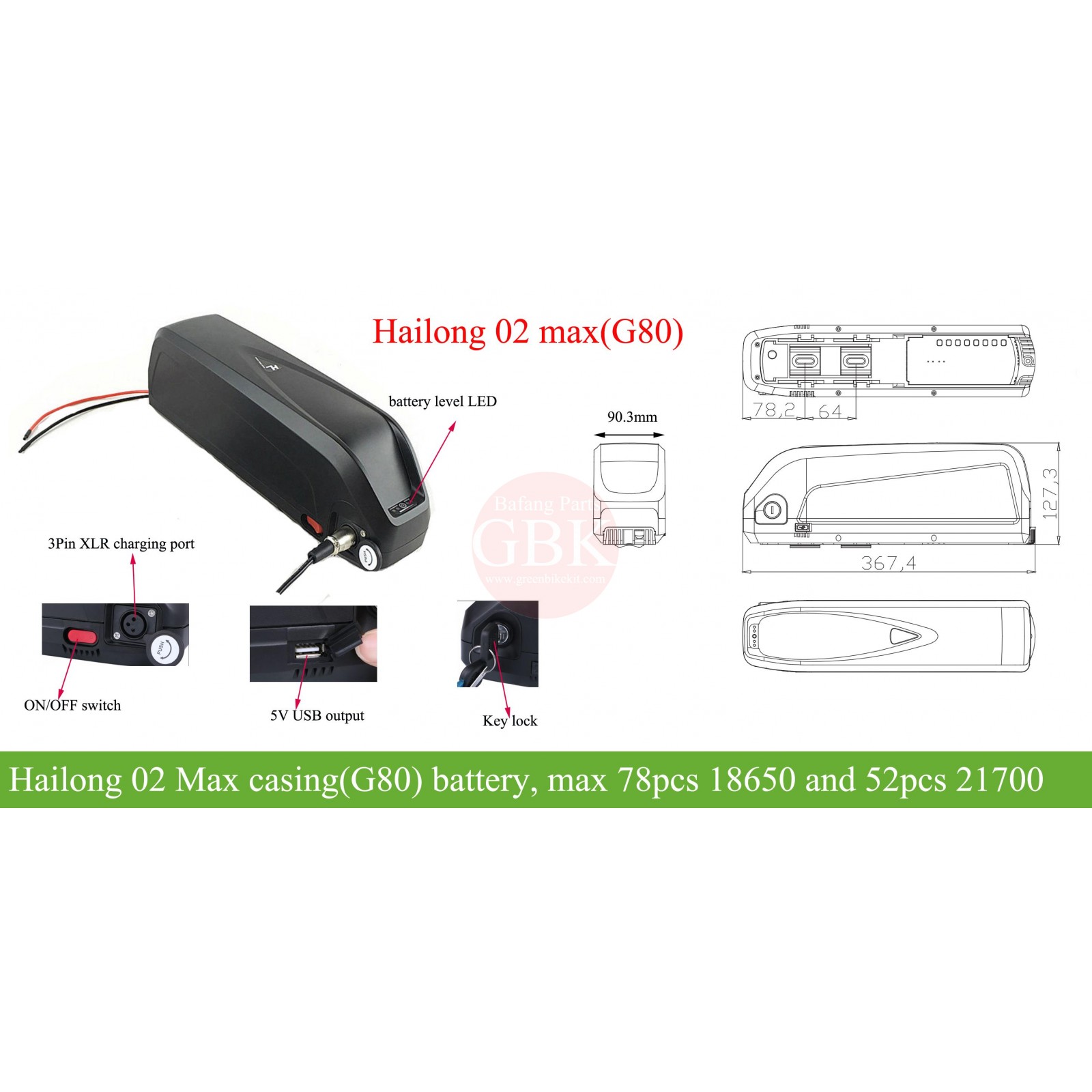 48V 21Ah Hailong 02 /Hailong G80 donwtube batteries with Samsung cells ...