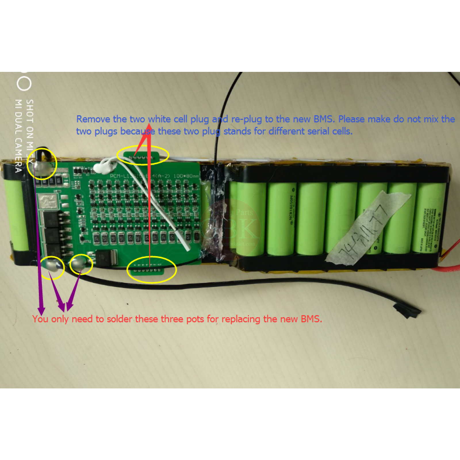 BMS/PCM for e bike down tube 36v or 48v battery (hl1)-Greenbikekit.com ...