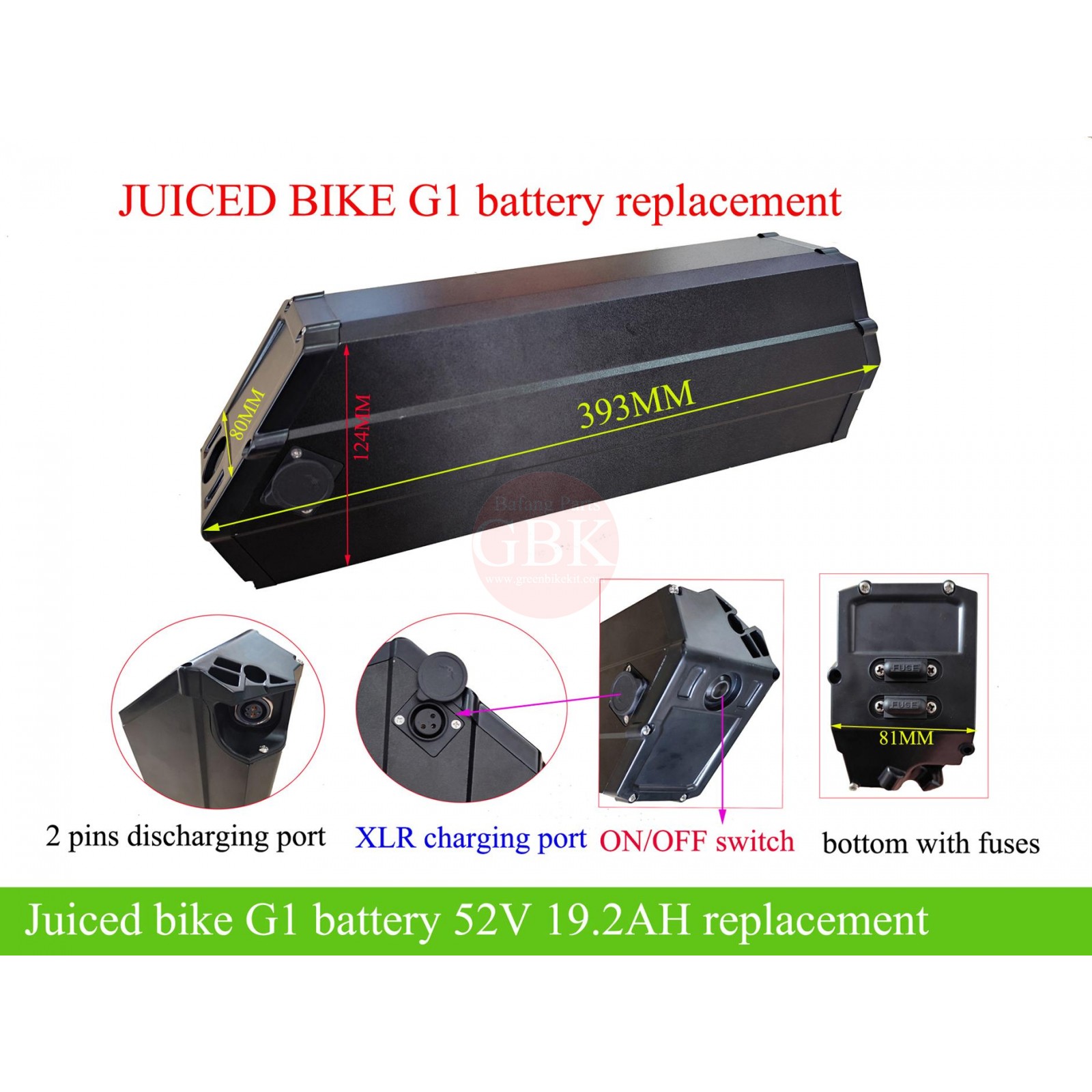 Juiced bike battery 52V19.2AH/13AH(G1) rebuild-Greenbikekit.com BBS, ebike batteries, Bafang ...
