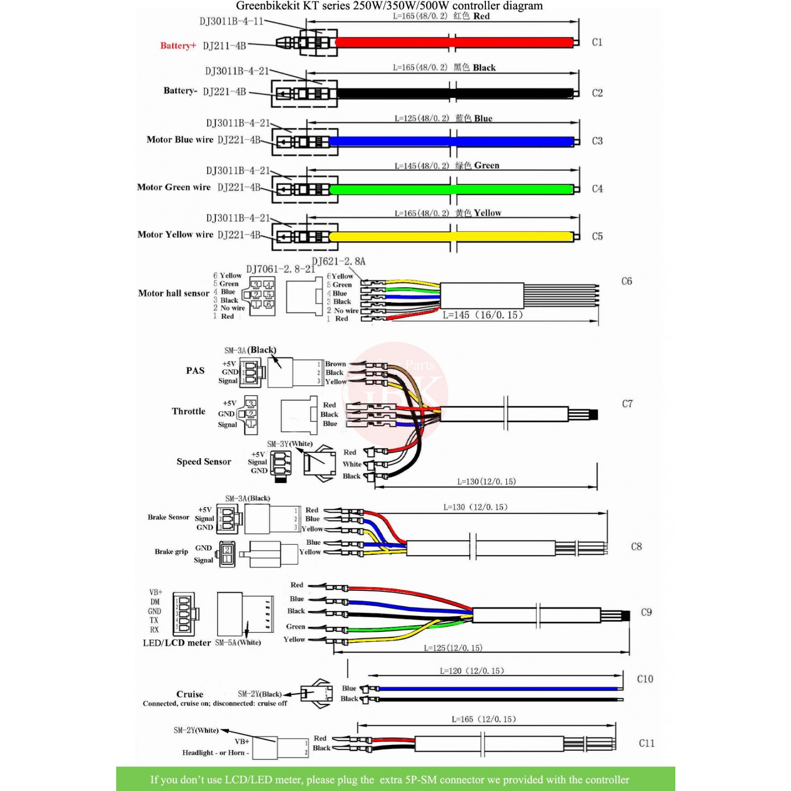 KT/Kunteng motor controller 36V/48V500W compatible with LCD meter ...