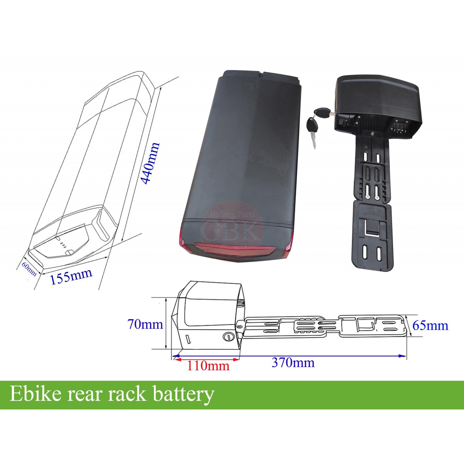 Reention rack battery 36V for ebike by Samsung /Panasonic cells ...