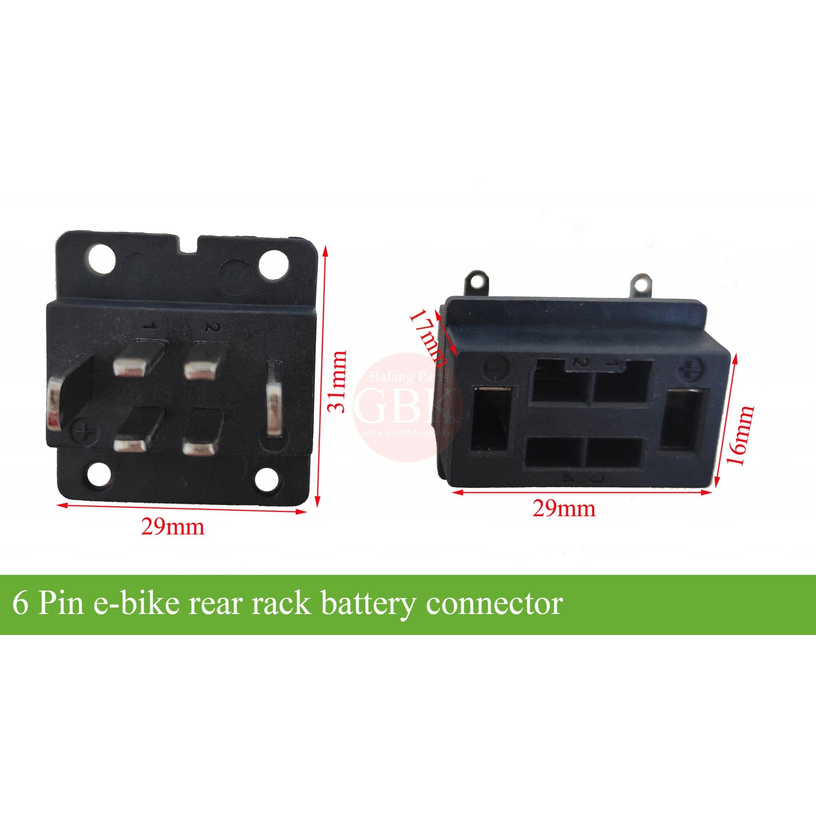 rack battery connector with 6 blade pins for ebike(male and female ...