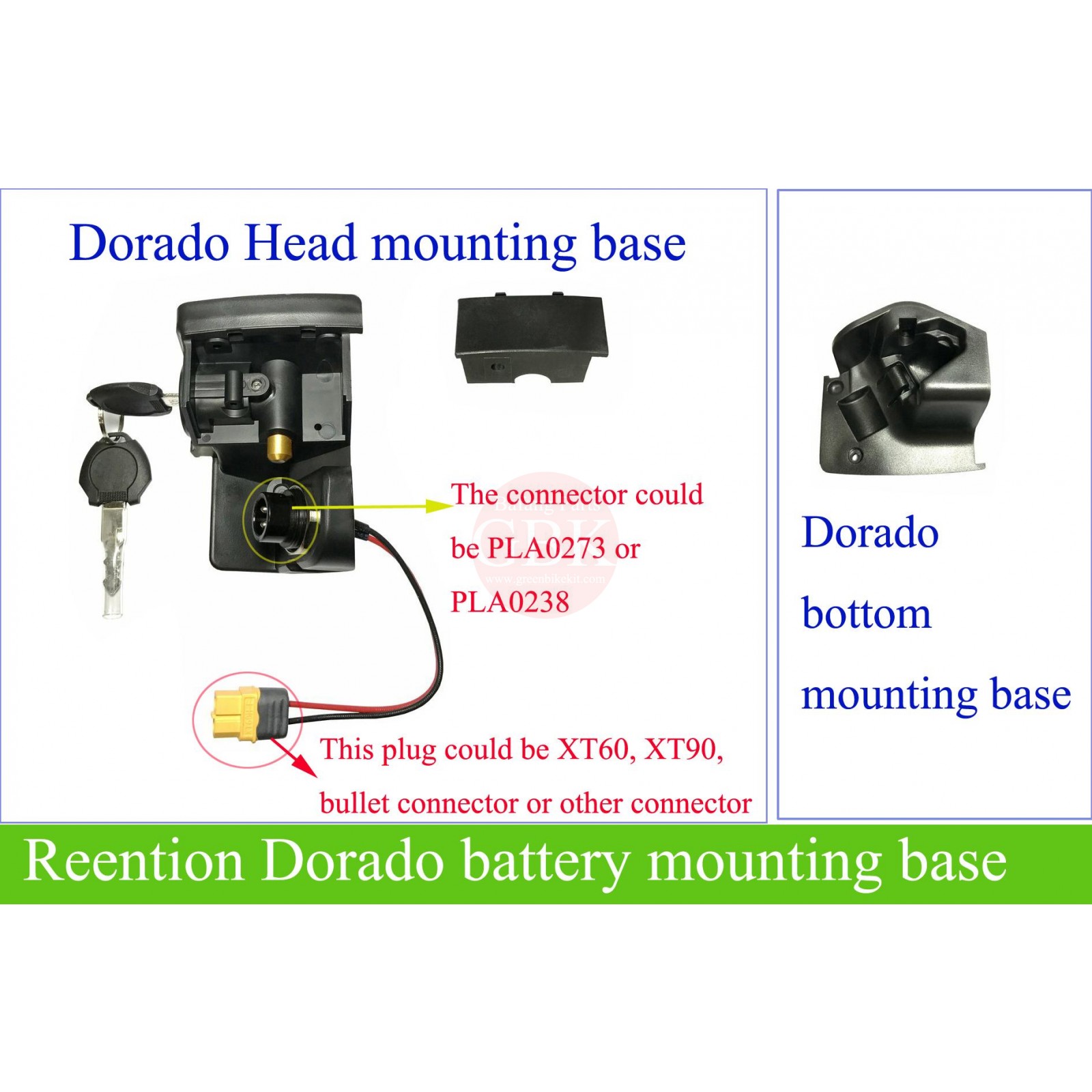 Reention Dorado battery mounting base with key lock for replacement ...