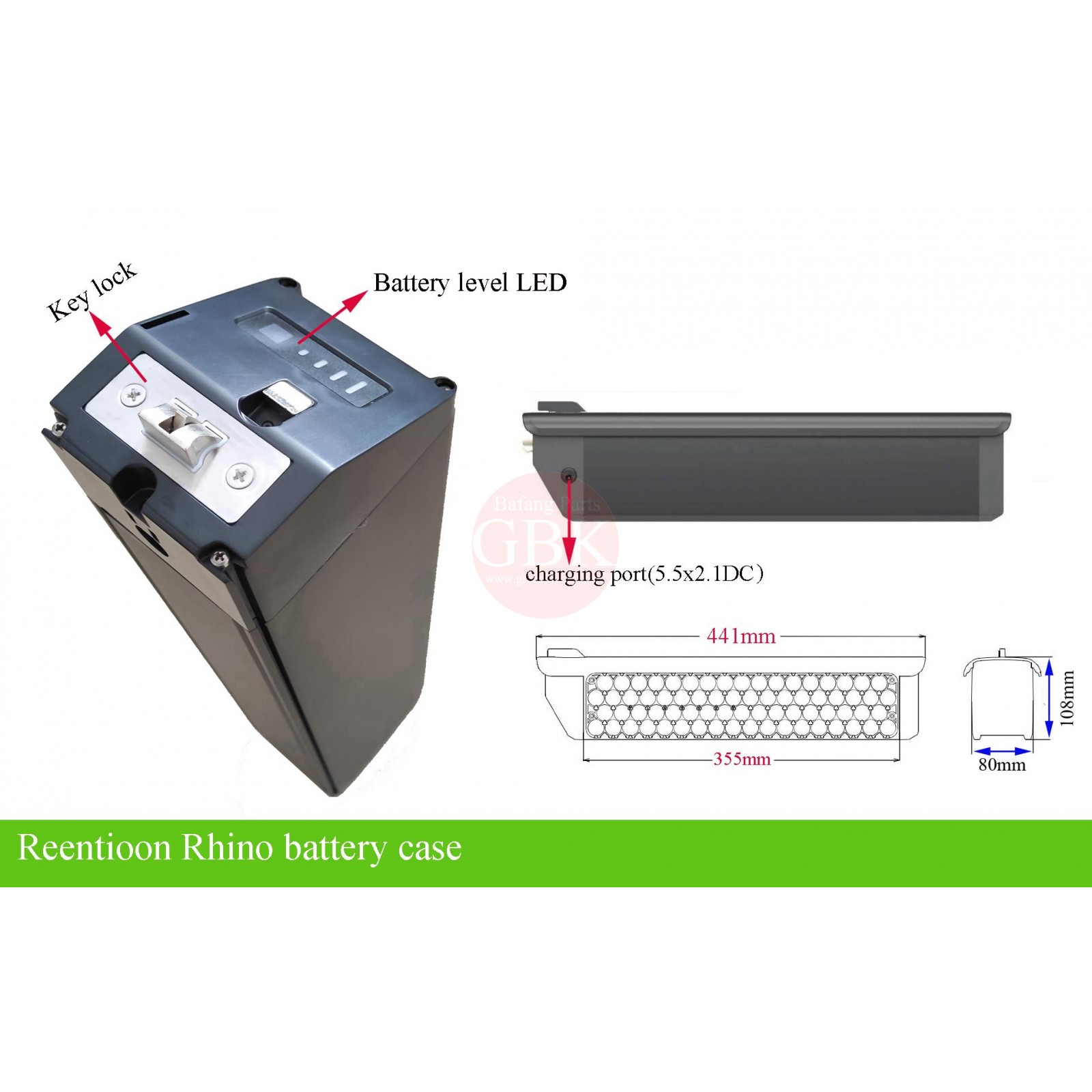 Reention Rhino intube battery case, Dengfu E55 E56 battery cases ...