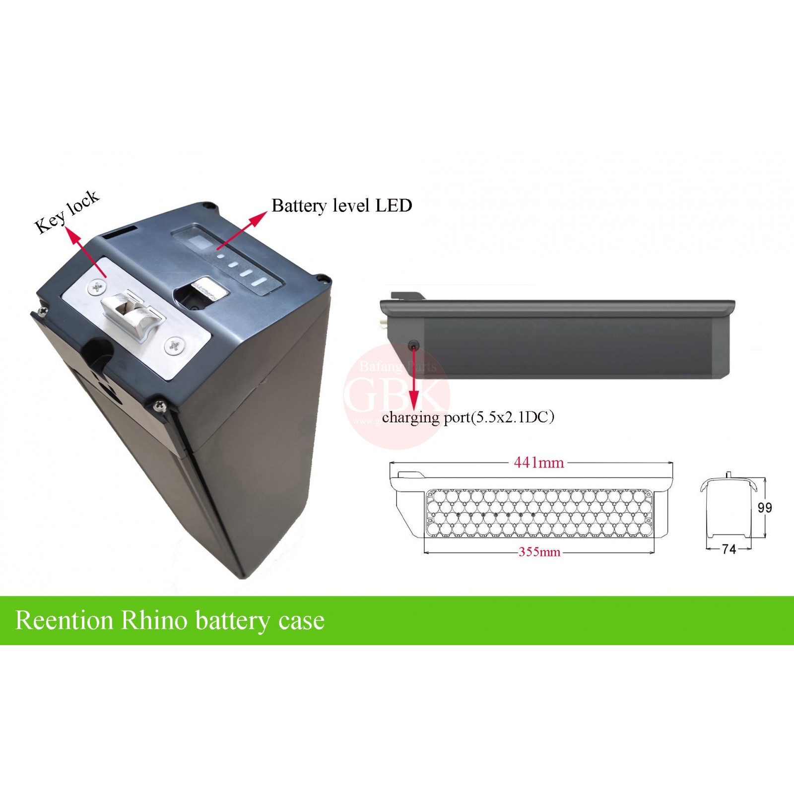 Reention Rhino intube battery case, Dengfu E55 E56 battery cases ...